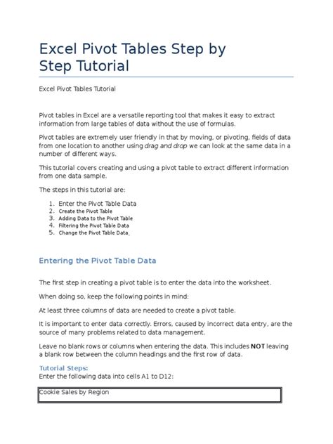 Excel Pivot Tables Step By Step Pdf Information Science Information Retrieval