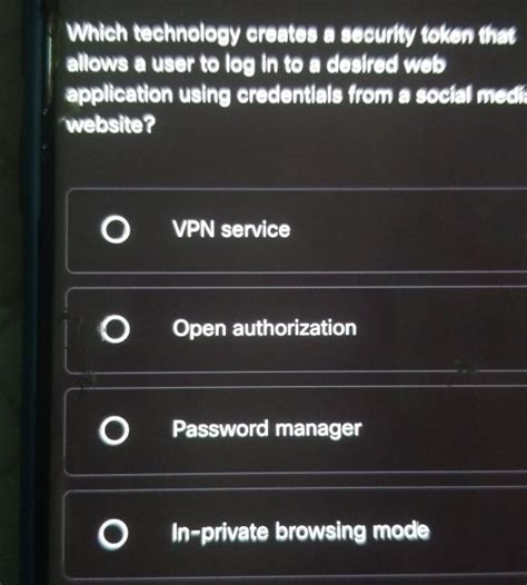 Solved Which Technology Creates A Security Token That Allows A User To