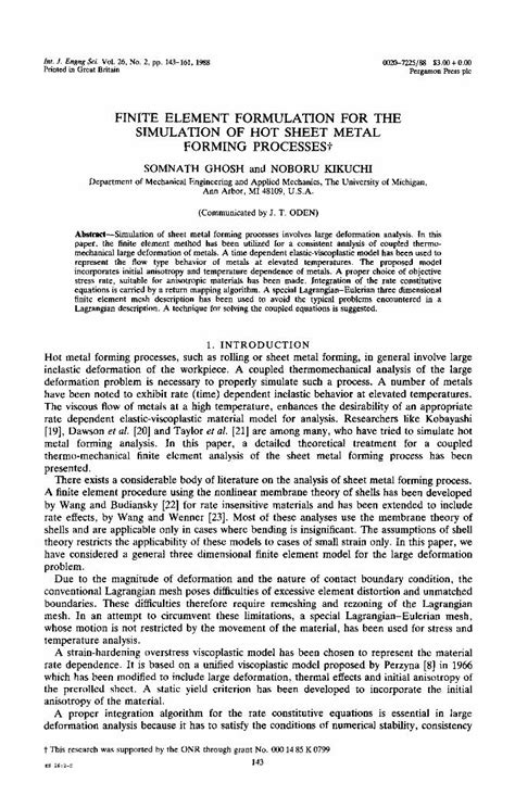 Pdf Finite Element Formulation For The Simulation Of Hot Sheet Dokumen Tips