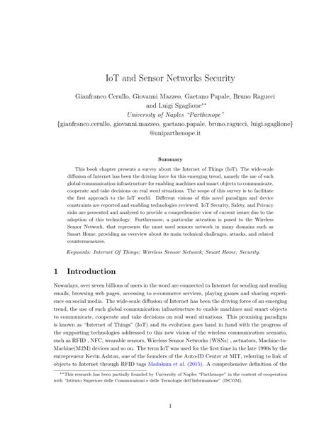 Pdf Iot And Sensor Networks Security