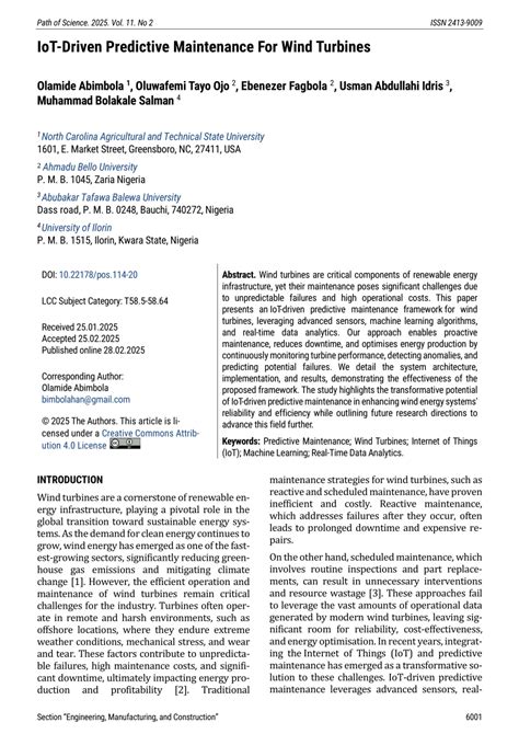 Pdf Iot Driven Predictive Maintenance For Wind Turbines