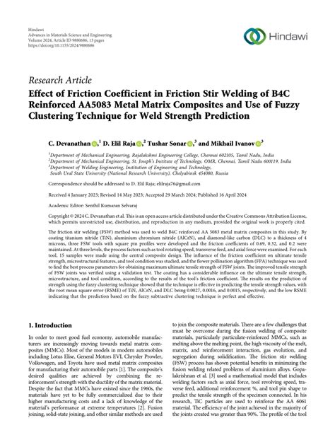 Pdf Effect Of Friction Coefficient In Friction Stir Welding Of B4c
