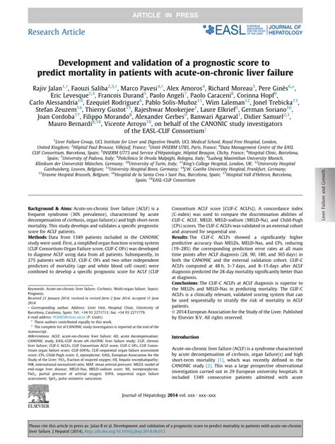 Pdf Development And Validation Of A Prognostic Score To Predict Mortality In Patients With