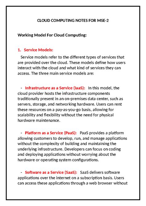 cloud computing notes cloud computing notes for mse working model