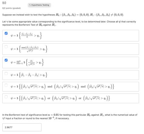 Solved Points Graded Suppose We Instead Wish To Test Chegg