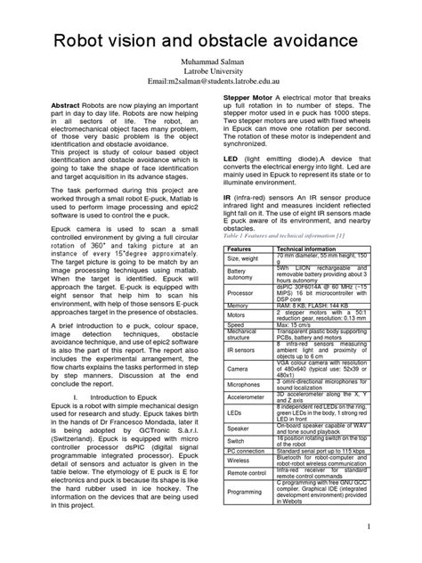 Color Detection And Obstacle Avoidance Using E Puck Robot Pdf