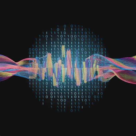 Premium Photo Abstract Colorful Rhythmic Digital Sound Wave With Binary Code On Black