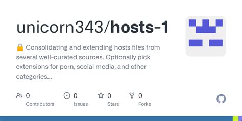 GitHub Unicorn Hosts Consolidating And Extending Hosts Files From Several Well Curated