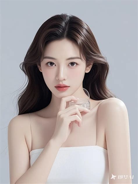 吹弹可破肌肤粉嫩小姐姐极致美 美女小姐姐 极简背景 站立 医美模特 背心 花瓣网