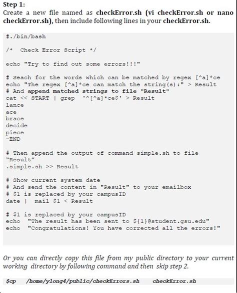 Step 1 Create A New File Named As Checkerrorsh Vi