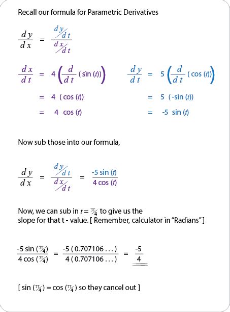 Calculus Examples With Parametric Equations
