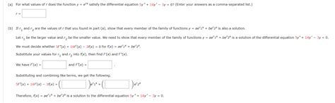 Solved A For What Values Of R Does The Function Y Erx Chegg