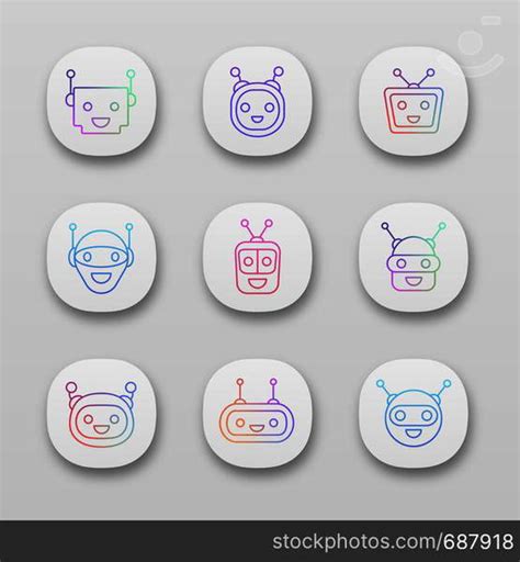 Robot Emojis App Icons Set Uiux User Interface Chatbot Emoticons