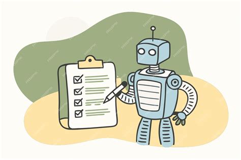 The Robot Is Writing A Requirements Specification Vector Illustration Line Circuit Premium Ai