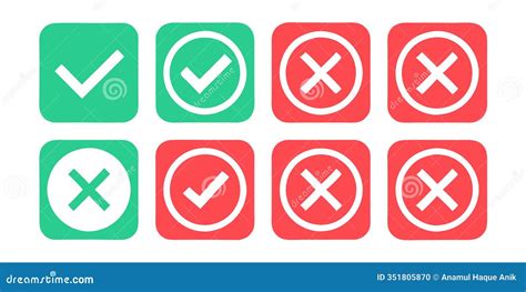 Approval And Rejection Symbol In Ui Design Pixel Art Green Check And Red Cross Icon Correct