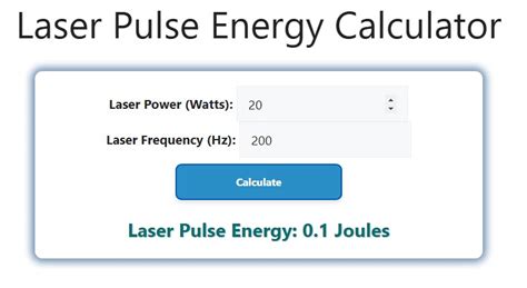 Laser Pulse Energy Calculator Savvy Calculator
