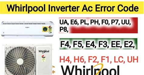 Whirlpool Inverter AC Error Code UA E PL PH F P Troubleshooting Solutions