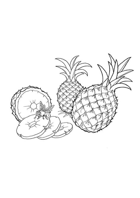 Раскраски Рисунок Ананас Раскраска для печати Ананас кусочками Разукраска Ананас на кусту