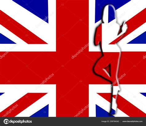 Sexy Female Outline Union Jack Flag Stock Photo YAYImages 258794342