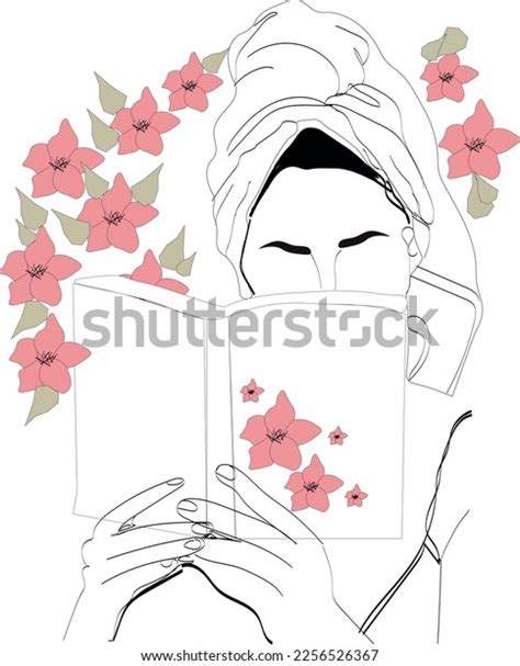 Silhouette Woman Open Book Woman Flowers Stock Vector Royalty Free