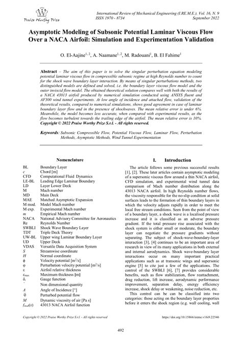Pdf Asymptotic Modeling Of Subsonic Potential Laminar Viscous Flow Over A Naca Airfoil