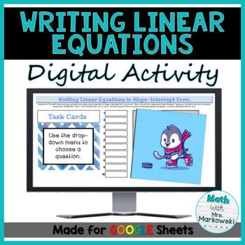 Writing Linear Equations In Slope Intercept Form Digital Puzzle Task Cards