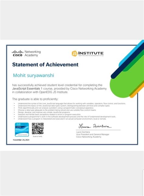 Mohit Suryawanshi On Linkedin 📢📢exiting News For A Javascript Essential 1 Cisco Course I Have