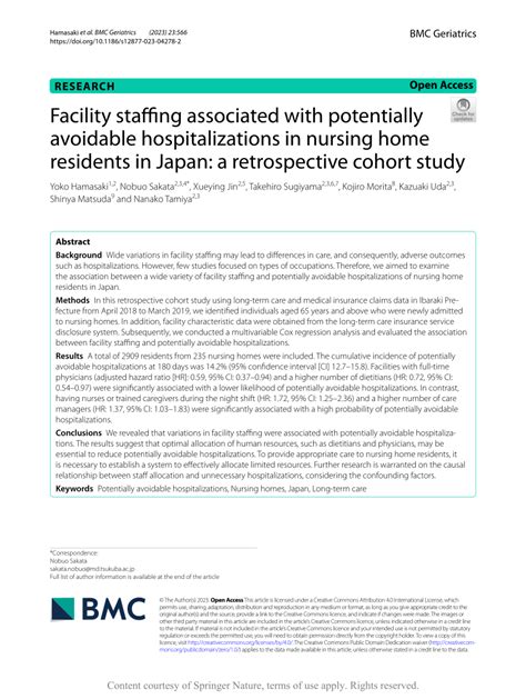 Pdf Facility Staffing Associated With Potentially Avoidable Hospitalizations In Nursing Home