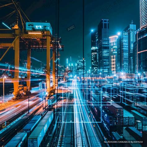 Ai创作图智慧物流背景 智慧运输物流 科技物流 跨境交通 智能集装箱码头 科技城市 数字化基础设施建设 智慧交通 大数据时代物流运输 立体网络交通 快递物流科技码头 智慧高速 粤港澳大湾区现代