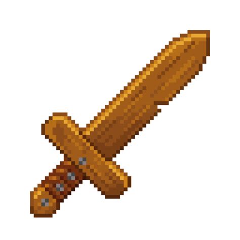 An Bit Retro Styled Pixel Art Illustration Of A Wooden Sword