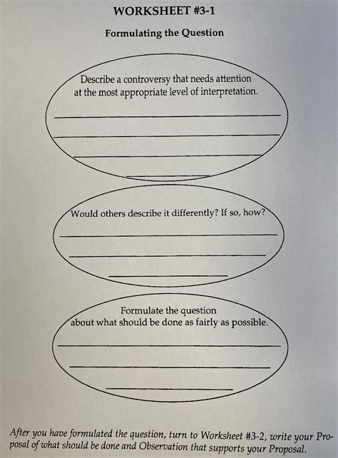 Worksheet 3 1 Formulating The Question After You