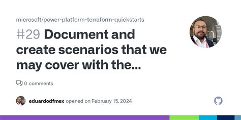 document and create scenarios that we may cover with the provider