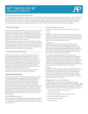 Fillable Online AP Calculus BC Course Overview AP Calculus BC Course Overview For The 2016 2017