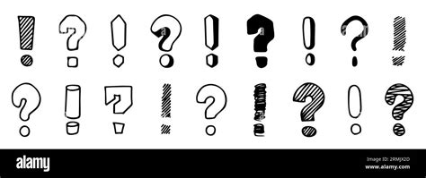 Exclamation And Question Marks Outline Punctuation Marks For Doodle Brush Style Hand Drawn