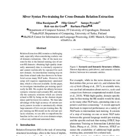 Silver Syntax Pre Training For Cross Domain Relation Extraction Acl Anthology