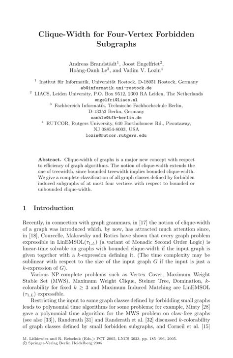 pdf clique width for four vertex forbidden subgraphs