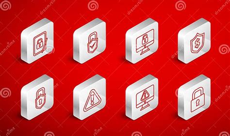 Set Line Lock And Check Mark On Computer Monitor Shield With Dollar