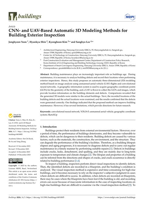 Pdf Cnn And Uav Based Automatic 3d Modeling Methods For Building Exterior Inspection