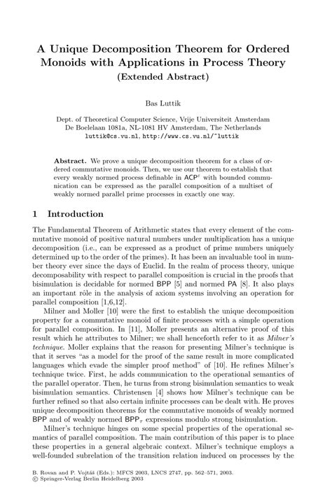 Pdf A Unique Decomposition Theorem For Ordered Monoids With Applications In Process Theory Pdf A Unique Decomposition Theorem For Ordered Monoids With Applications In Process Theory