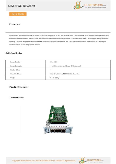 Cisco Nim 4fxo Datasheet By Hi Network Issuu