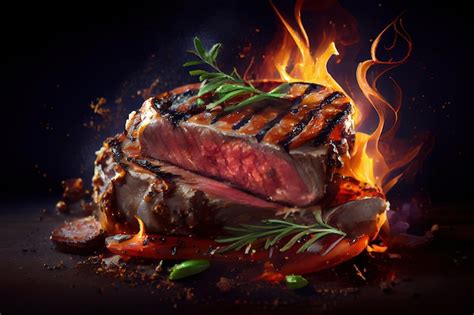 Premium Ai Image Beef Steak On Grill Generative Ai