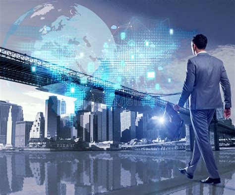 Businessman Walking In Cloud Computing Concept Stock Image Image Of Connectivity Concept