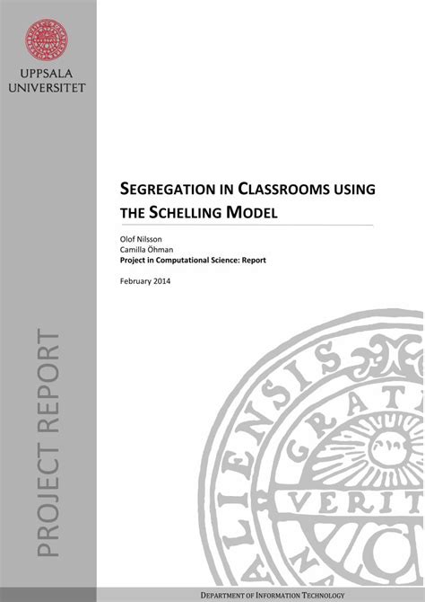 Pdf Segregation In Classrooms Using The Schelling Model