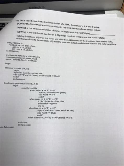 Solved The Vhdl Code Below Is The Implementation Of A Fsm