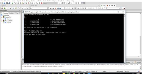 C Programming Regula Falsi Method