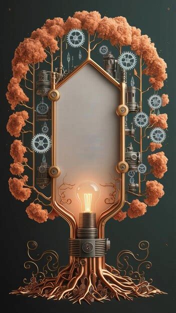 Hires Image Pipeline Tree Frame With Idea Icon Lamp Shape Empty Area For Add Text Premium Ai