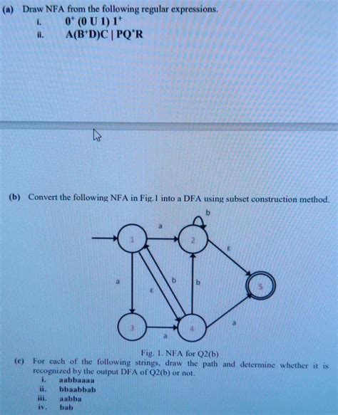 Solved A Draw Nfa From The Following Regular Expressions