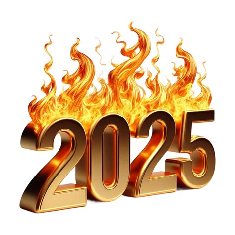 Fiery 2025 New Year 2025 Happy New Year Text 53292689 Png