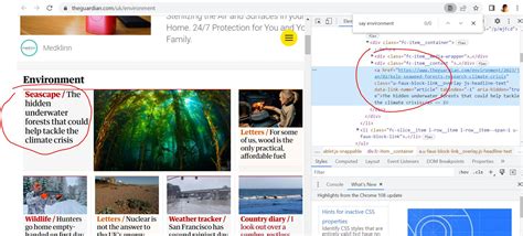 python web scraping headlines and subtitles from a specific section