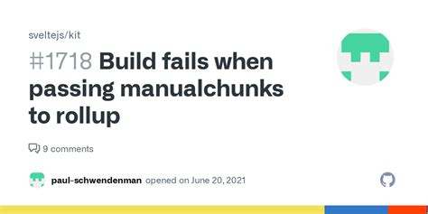 Build Fails When Passing Manualchunks To Rollup · Issue 1718 · Sveltejskit · Github